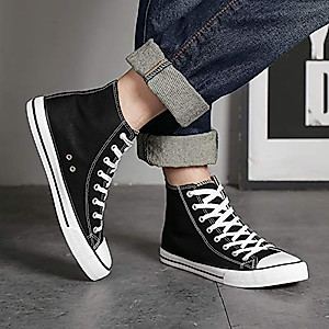 yageyan Men’s High Top Canvas Sneakers Fashion Lace up Walking Shoes Casual Classic(Black,11