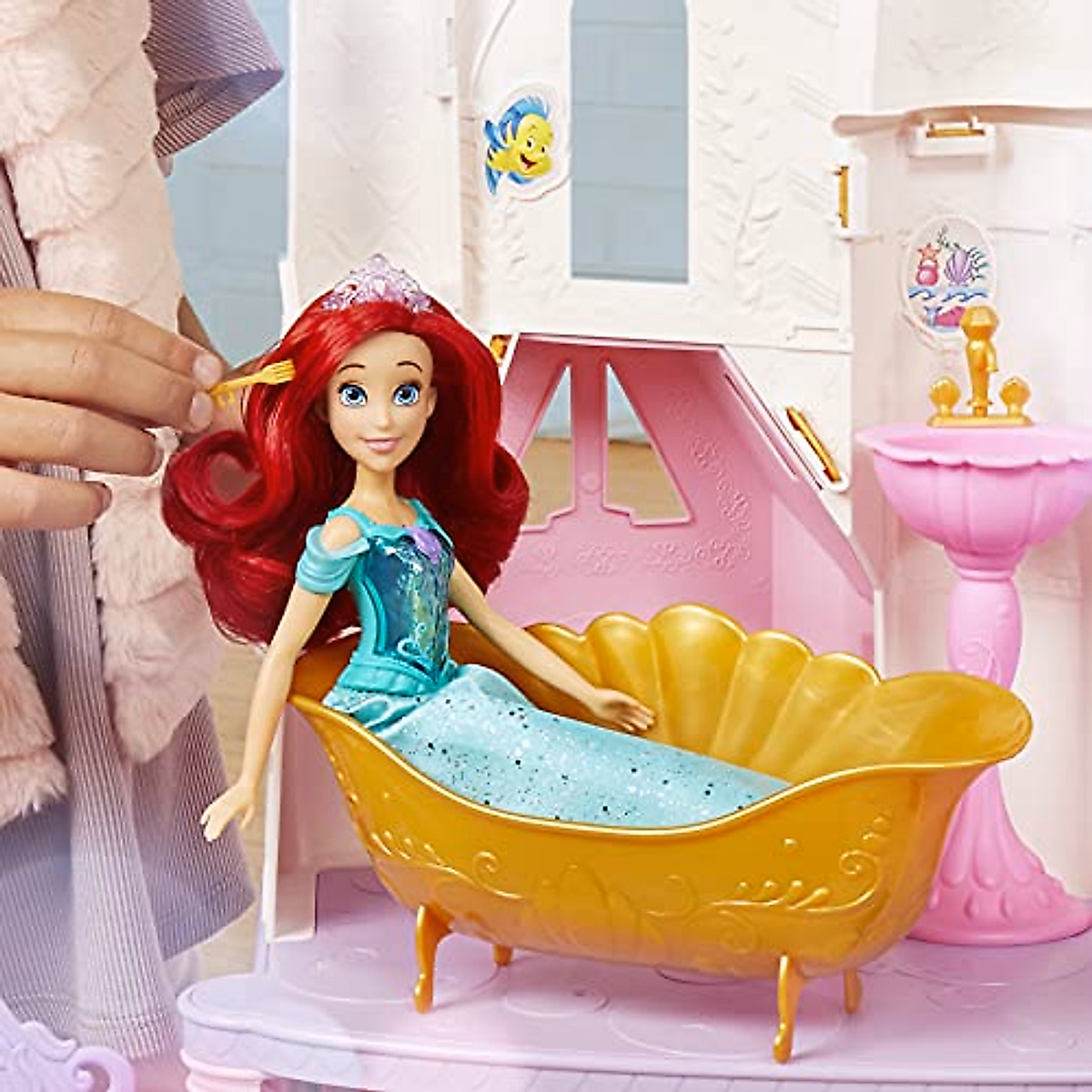 Disney Princess Ultimate Celebration Castle, 4 Feet Tall Doll House with Furniture and Accessories, Musical Fireworks Light Show, Toy for Girls 3 and Up