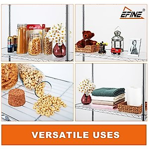 EFINE Chrome 5-Shelf Shelving Unit with Shelf Liners Set of 5, Adjustable, Steel Wire Shelves, 150lbs Loading Capacity Per Shelf, Shelving Units and Storage for Kitchen and Garage (30W x 14D x 60H)