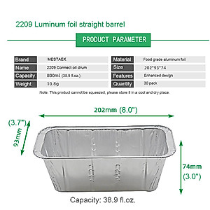 MESTAEK 30 Pack Drip Pans Compatible, 8" x 3.7" x 3" Griddle, Rear Grease Cup, Disposable Aluminum Foil for Baking, Cooking, Heating, Storing, Prepping Food
