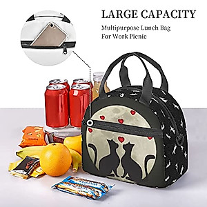 Cute Cats Lunch Bag Reusable Insulated Lunch Tote Bag Lunchbox Container With Adjustable Shoulder Strap For Office Work School Picnic Travel