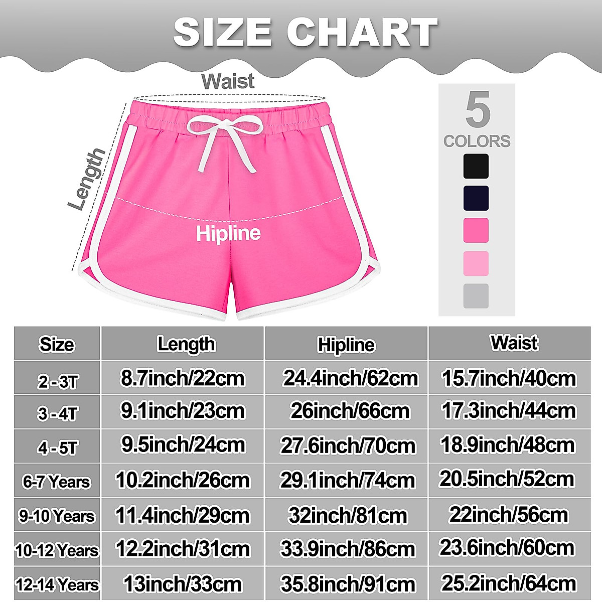 Resinta 5 Packs Girls Cotton Athletic Shorts Active Running Shorts Toddler Summer Shorts Dolphin 6-7 Year