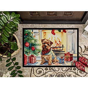Caroline's Treasures DAC2709MAT Norfolk Terrier Cozy Christmas Doormat Front Door Mat Indoor Outdoor Rugs for Entryway, Non Slip Washable Low Pile, 18H X 27W
