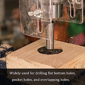 Kozelo Forstner Drill Bit - [65mm] Tungsten Carbide Auger Opener for Wood Furniture Hinge Woodworking Use, Hex Shank, Dark Blue