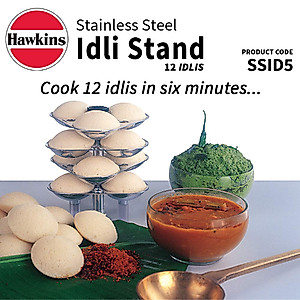 Hawkins Stainless Steel Idli Stand - 12 Idlis, (For 5 Litre and bigger Pressure Cooker), Silver (SSID5)