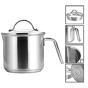 1.5 Quart Stainless Steel Saucepan With Pour Spout, Saucepan With Lid, Mini Milk Pan With Spout - Perfect For Boiling Milk, Sauce, Gravies, Pasta, Noodles