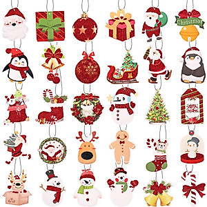 Outus 150 Pcs Christmas Paper Gift Tags with Ribbon Tie Strings Glitter Foil Christmas Name Tag Labels 30 Assorted Holiday Tags for DIY Xmas Present Wrap and Label Package Name Card