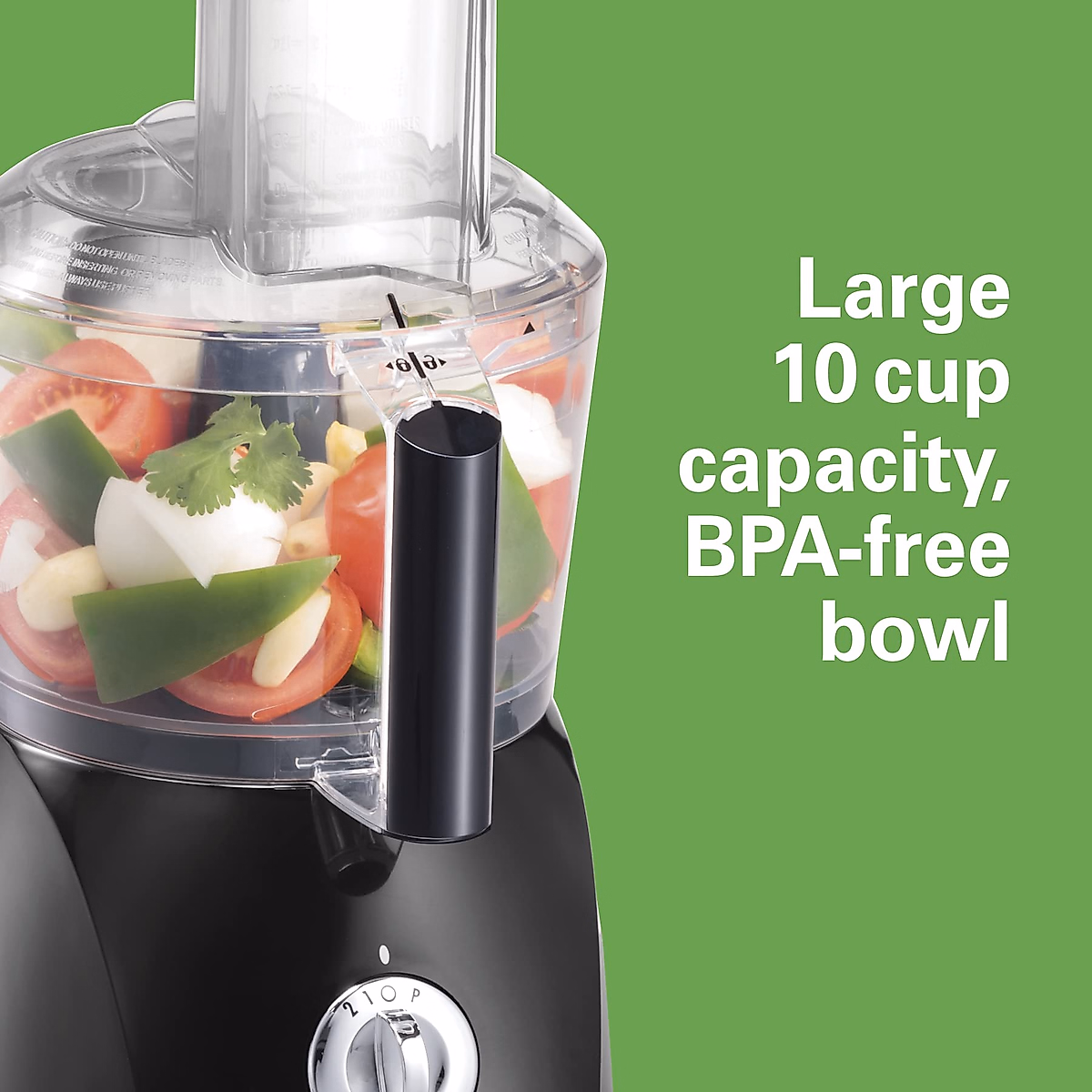 Hamilton Beach ChefPrep 10-Cup Food Processor & Vegetable Chopper with 6 Functions to Chop, Puree, Shred, Slice and Crinkle Cut, Black (70670)