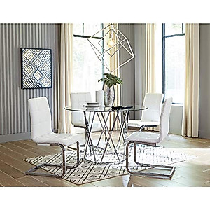 Signature Design by Ashley Madanere Round Contemporary Dining Room Table, Chrome Finish