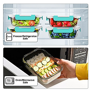 VERONES 10Pack 22OZ Glass Meal Prep Containers, Airtight Glass Lunch Containers Set, Glass Food Storage Containers with Lids,Exclusive of BPA, for Microwave, Oven, Freezer&Dishwasher Friendly,Green