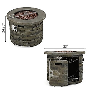 Christopher Knight Home Blaeberry Outdoor Circular Firepit, Natural Stone Finish