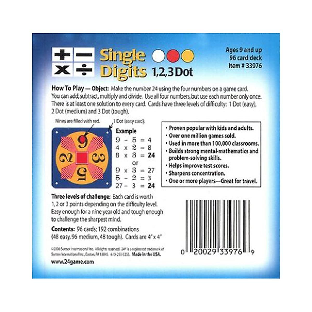 24 Game Two Pack: Includes 48 Single Digit Cards and 48 Double Digit Cards and Exclusive Tips Sheet!
