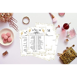 Would She Rather - Bridal Shower Game, Wedding Shower and Bachelorette Party - Set of 30 Cards, Gold Champagne Bridal Wedding Party Game Cards for Guests, Bridal Shower Party Decorations-LN1