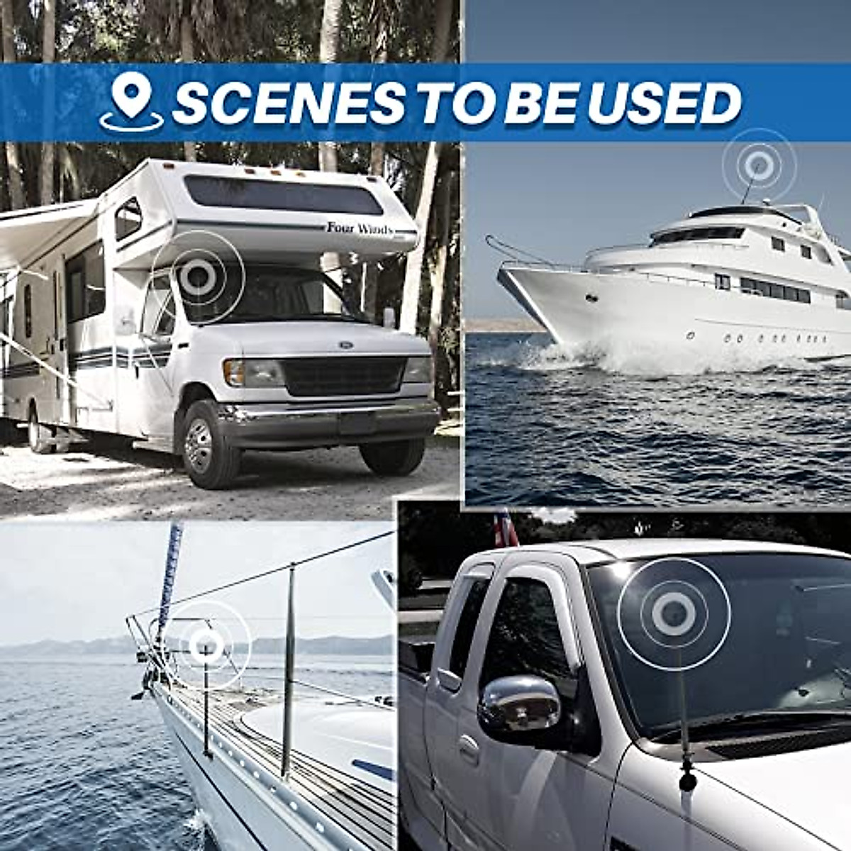 CROSSHIP Marine Radio Antenna for Boat Radio Tractor Car RV ATV UTV RZR SPA - Waterproof Rubber Flexible Mast - Optimized Radio FM/AM Reception - 16 Inch Black