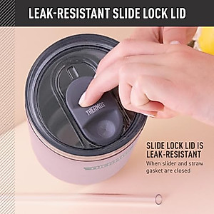 THERMOS Stainless Steel Cup Holder Mug - 40 Ounce, Sunset Pink - Insulated Tumbler with Lid and Straw, Plus Leak-Resistant Slide Lock