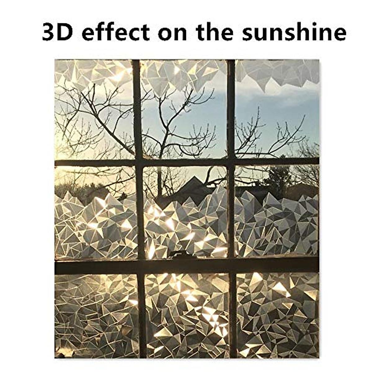 Niviy 3D No Glue Static Cling Window Films Privacy Cut Glass Window Sticker for Bathroom Office Kitchen Window Decor 17.7"x 78.7"