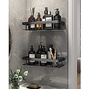 ESFOTO Shower Caddy Shelf Adhesive Bathroom Organizer Wall Mounted 2 Pack Shower Shelves No Drilling Shower Storage Rack Rustproof for Bathroom Kitchen Toilet