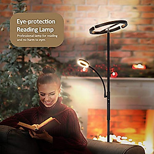 FIMEI Split Floor Lamp, Modern Bright LED Rotatable Floor Lamp with Reading Light for Home, Standing Lamp with Stepless Dimming and 3000K-6000K Color Temperature, Touch and Remote Control-Black