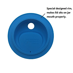 THINKCHANCES Reusable Food Grade and BPA Free Silicone Circulr Straw Hole Coffee Juice Drinking Sip Lid for Mason, Ball, Canning Jars (Wide Mouth, Grey) 6 Pack