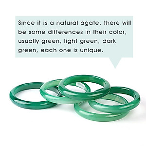 LIU'S TUNG Jade Bangle Bracelet for Women Girls Classcial Retro Chinese Style Natural Green Agate Bangle (Green, Medium Size (60-62mm))