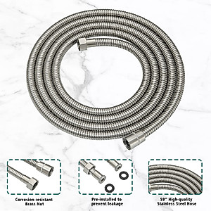 Homipro Chrome Brass 2 In 1 Function High Flow Handheld Shower Head Set High Pressure 7 Inch Chrome Finish Shower Head Sprayer Hand Shower Wand with 59 Inch Hose, Bracket