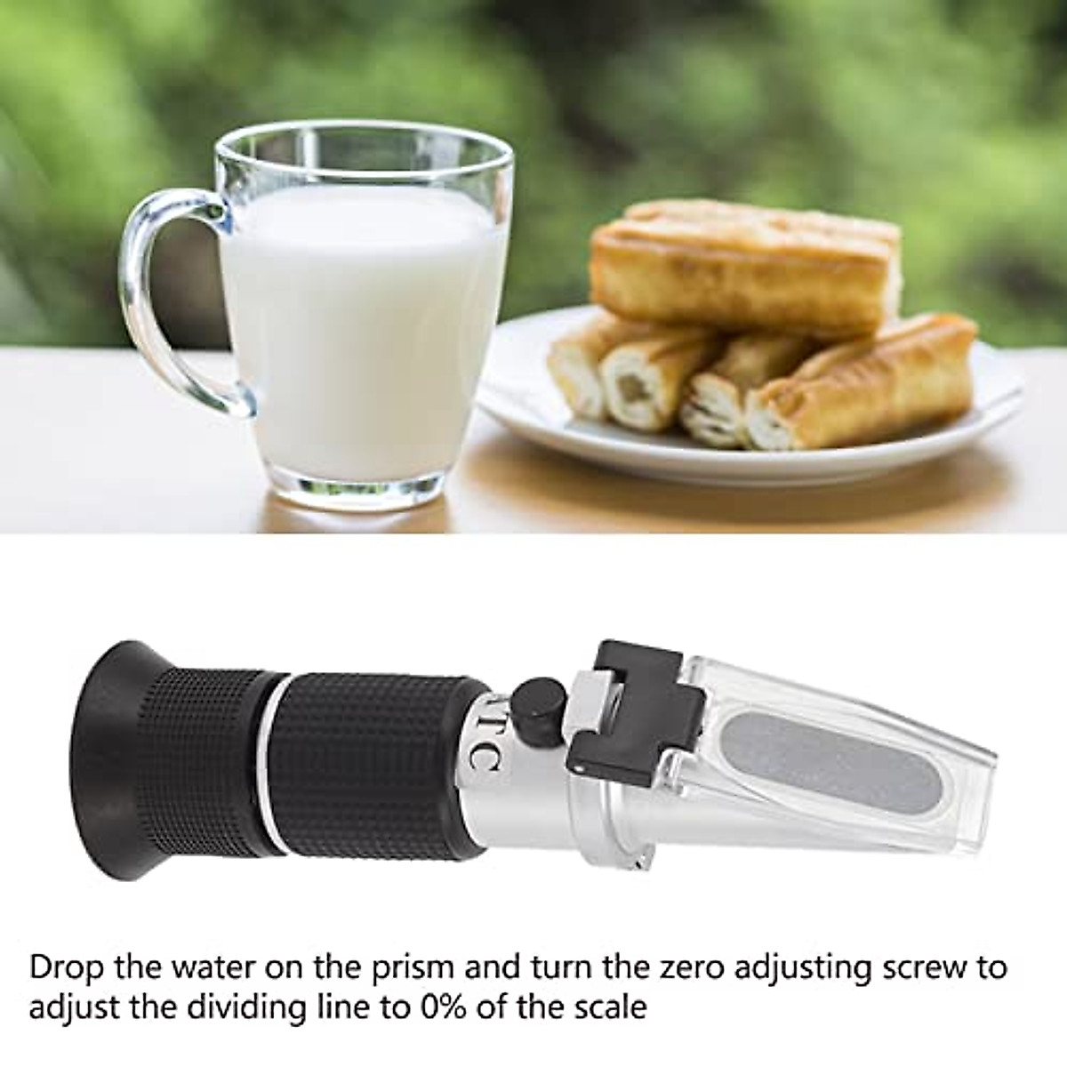 Kadimendium Refractometer Meter, Plastic Aluminum Calibration Screw High Accuracy Brix Refractometer for Food Industry