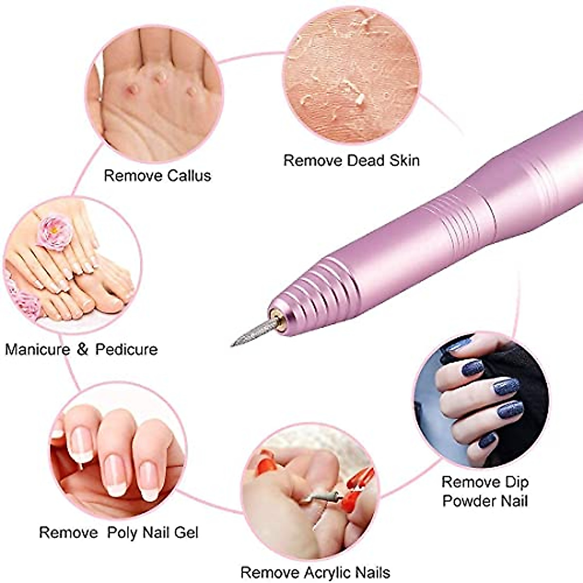 Portable Electric Nail Drill Machine, Professional 20000 RPM USB Manicure Pedicure Drills for Acrylic Nails Gel Polishing Shape Tools