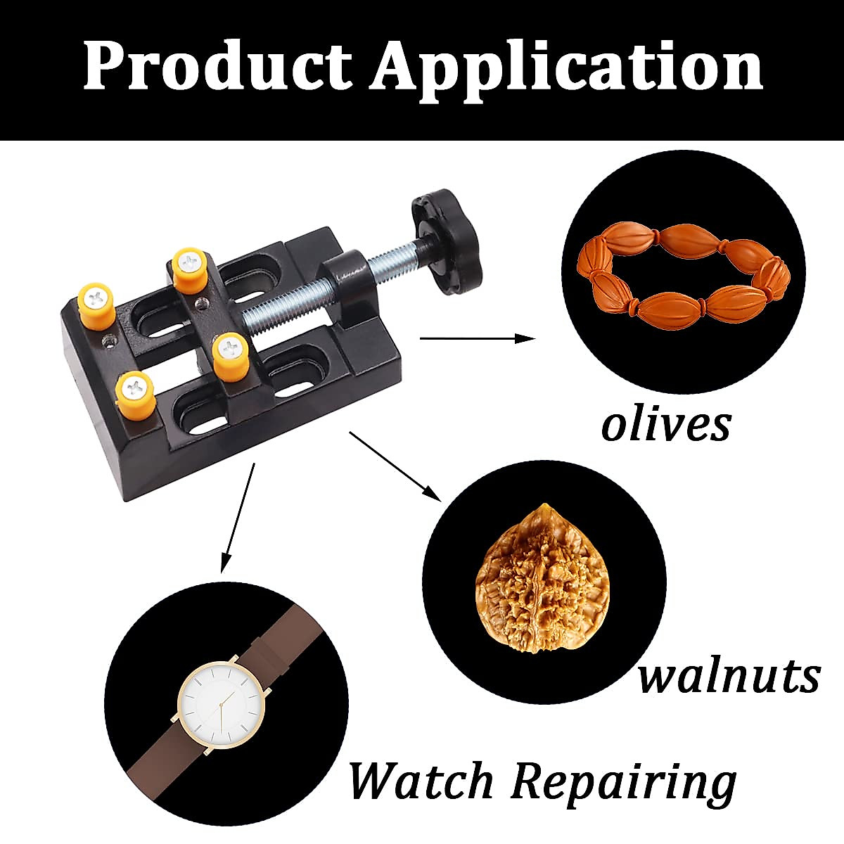 Dianrui Universal Mini Flat Clamp Bench Vice Clamp Table Mini Drill Press Vise, Carving Bed Tools Suitable for Watch Repairing, DIY Sculpture Craft Jewelry and Walnut Nuclear K-001