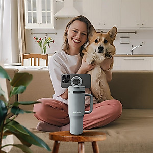 JetFresh 40 oz Tumbler with Handle and Straw Magnetic Phone Holder Tripod Lid Perfect for Car Phone Holder - Insulated Stainless Steel Leak Proof Spill Proof Water Tumbler for Men and Women Cup