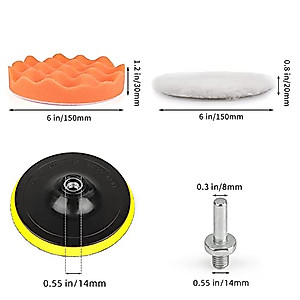 Kshineni Car Buffer Pads 6 Inch Buffing Polishing Pads, 11 Pcs Drill Buffing Kit, Auto Polisher Pads Car Foam Drill for Automotive Polishing, Waxing, Sanding, Sealing Glaze