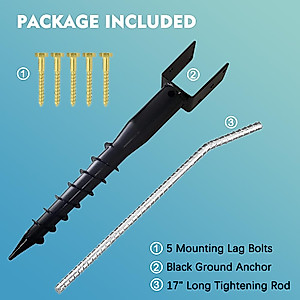 Furnishh No Dig Ground Anchor 4"x4" Post Holder U Model Screw in Post Stake for Mailbox Posts and Fence Posts, 27" Long Post Anchor Spike, Black