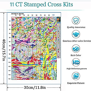 Eiazuiks Stamping Cross Stitch Kit, Moon Counting Cross Stitch Kit for Adult Beginners, Full Line DIY Cross Stitch Stitching Kit for Home Decor Cross Stitch Patterns 11.8x15.7 inches
