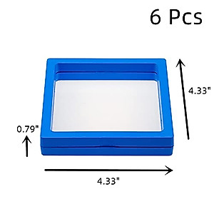 WDONAY Jewelry Storage Suspension Box Square Jewelry Storage Box PE Plastic Film Storage Box，4.33"×4.33"×0.79" Blue 6 PCS