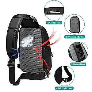 Messenger Bag for Men,Small Black Sling Crossbody Bags,Waterproof Daypacks,Hiking Biking Shoulder Bag