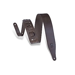 Levy's Leathers 2.5" Distressed Veg-Tan Leather Leather Guitar Strap with Ladder Style Height Adjustment; Dark Brown (M17D-DBR)