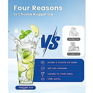 COWSAR Portable Ice Machine, Nugget Ice Maker Machine with Self-Cleaning, 34Lbs/Day, Ice Makers Countertop with Handle, Ice Scoop and Basket for Home Office Party, Black