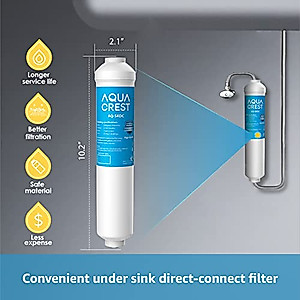 AQUA CREST 5KDC Under Sink Water Filtration System, Direct Connect Under Sink Water Filter, Reduces PFAS, PFOA/PFOS, Chlorine, NSF/ANSI Tested 5K Gallons Ultra High Capacity, USA Tech