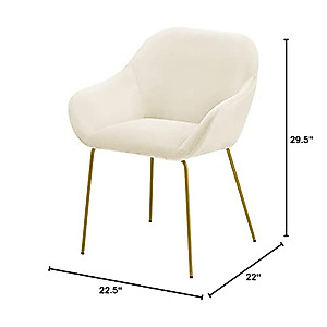 Ball & Cast Upholstered Dining Modern Accent Chair with Low Armrest Golden Metal Leg Set of 1, Beige