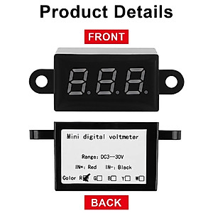 4pcs Mini Digital DC Voltmeter 0.28 Inch Two-Wire DC 3.0V-30V Digital Voltmeter Waterproof Dustproof and Drop Resistant Voltmeter Display Voltage Tester Meter (Red)