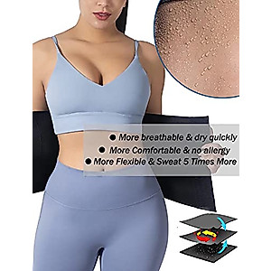 TELALEO Neoprene Waist Trainer for Women - Slimming Body Shaper - 2 Hot Waist Trimmer Cincher Sweat Belt - Tummy Control Corset Girdle Deep Black Medium02