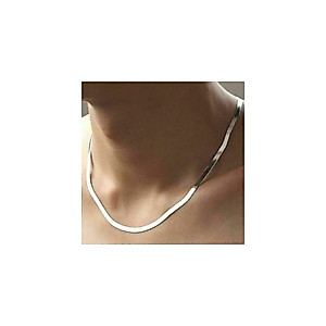 AUTHENTIC STERLING SILVER 925 Flat Herringbone Flex Chain Necklace, Flat Snake Necklace, 2.5M- 5.5MM. 16-30 Jewelry For Women Men, High Shine 16-30