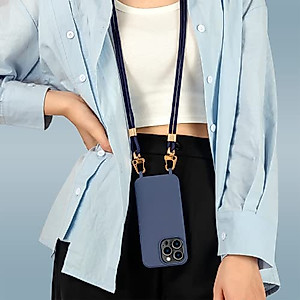 Lawonda 2-in-1 Crossbody Cell Phone Case with Adjustable Neck Strap Lanyard Shockproof Protective Moblie Phone Case for iPhone 12/12 Pro Blue