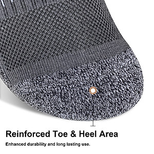 PHETAUM Women's Ankle Athletic Extra Cushion Running Socks, Size 6-9, Dark Gray, 6 Pairs