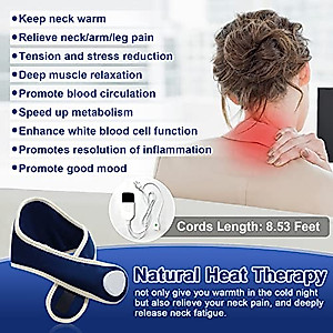 JOBYNA Neck Electric Heating Pad, Only 0.4in Thick & 4oz Portable Heat Pad for Arm/Leg/Neck Pain Relief, 5S Fast-Heating Heat Therapy Neck Warmer 86-158℉ Continuous Setting|10-90min Timer(Navy)