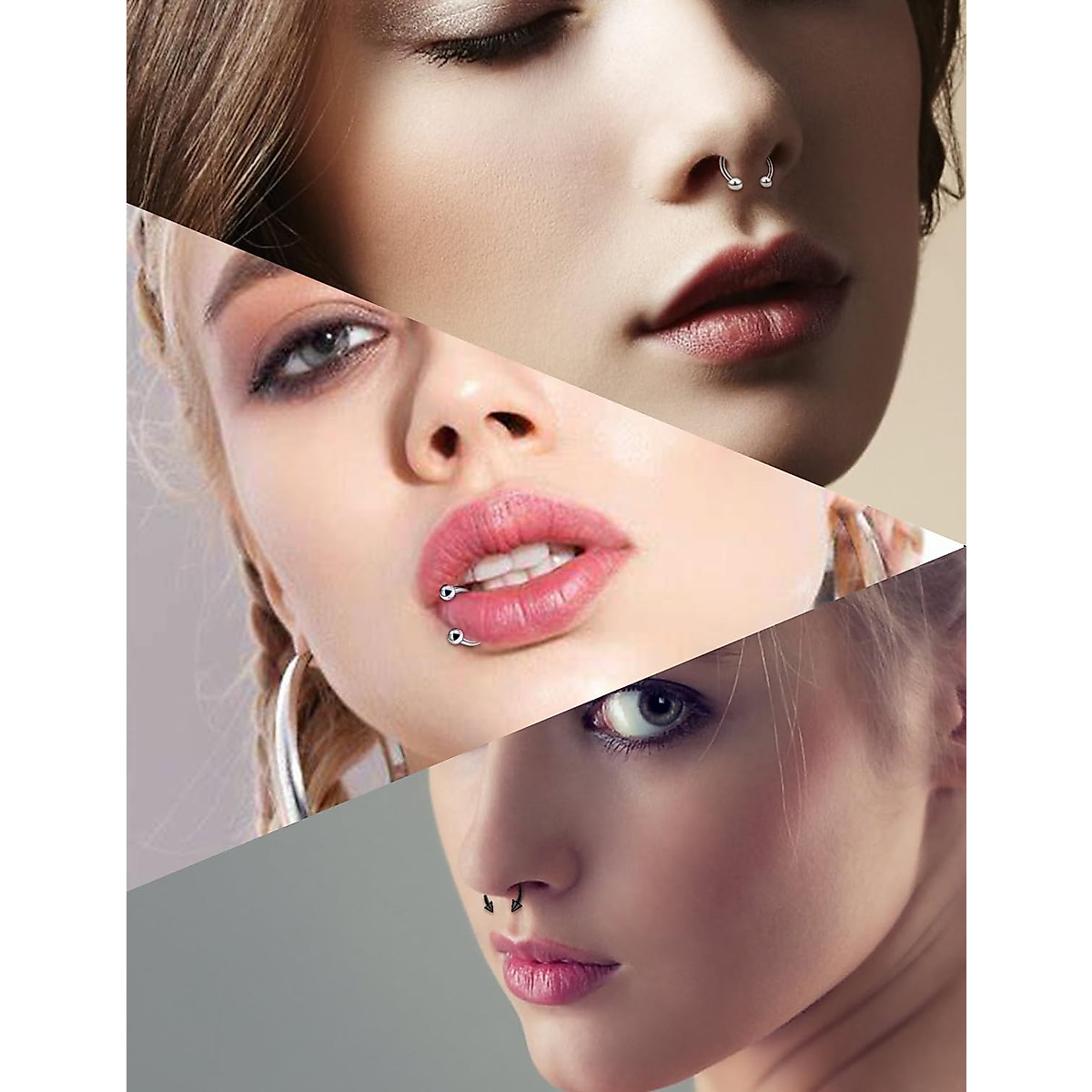 Lcolyoli 16G Variety of Sizes Horseshoe Rings Surgical Steel Nose Septum Rings Hoop Eyebrow Smiley Lip Rings Tragus Earring Daith Helix Piercing Jewelry for Women Men 6mm 8mm 10mm 12mm Black