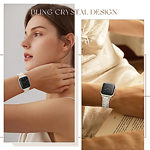 MARGE PLUS Compatible with Bling Apple Watch Band Women 38mm 40mm 41mm Series 9 8 7 6 5 4 3 2 1 SE, Upgraded Sparkle Replacement Bracelet iWatch Band, Diamond Rhinestone Stainless Steel Metal Strap