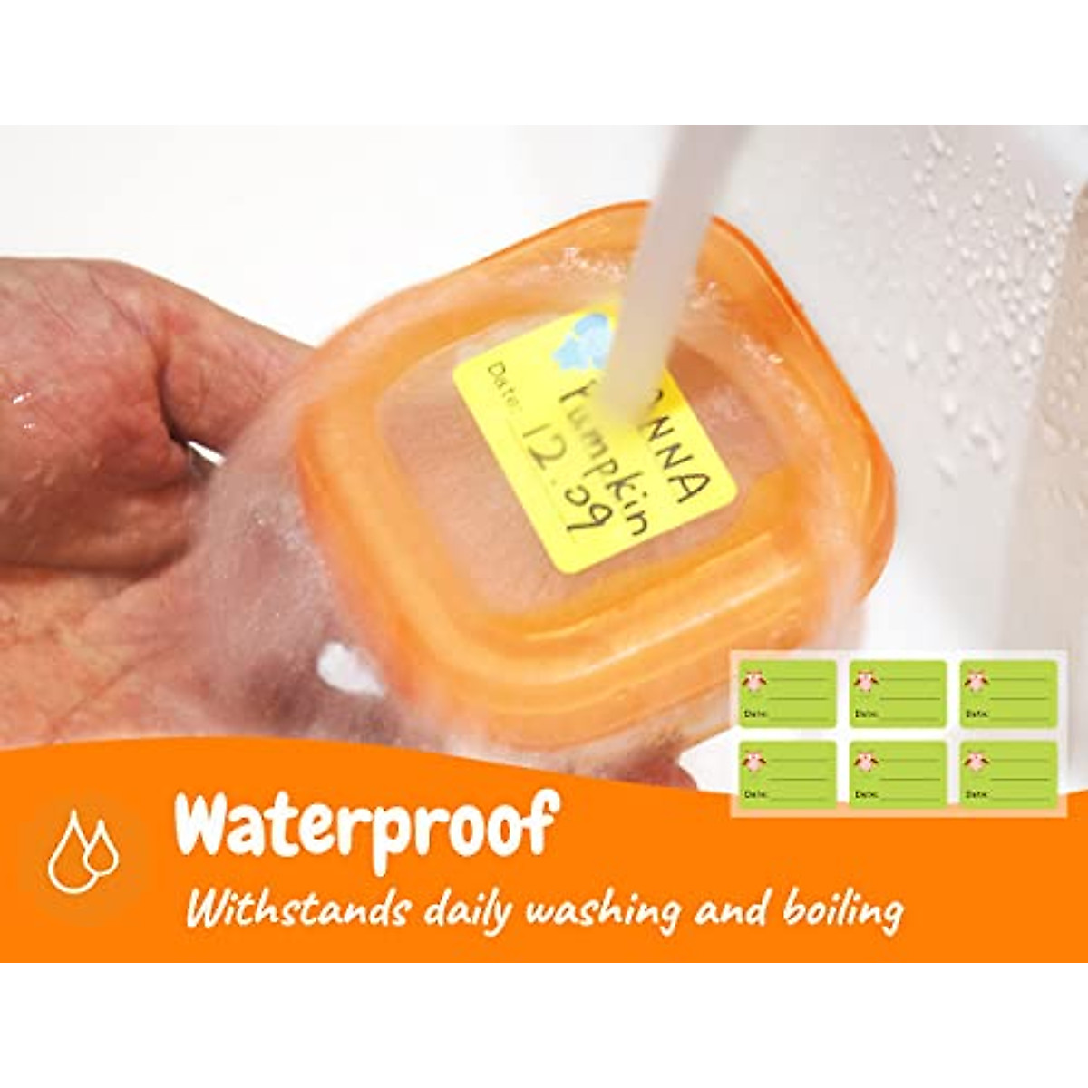 Baby Daycare Labels, Removable Write-On Date Labels for OXO Tot Baby Blocks Food Storage Containers, Trays, Jars, Freezer & Dishwasher Friendly, for Infants & Babies