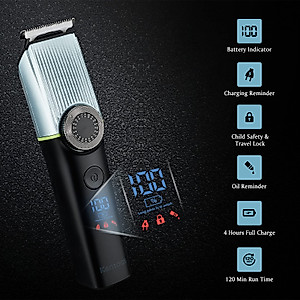 Hair Trimmer for Men, Women and Kids, Rechargeable Hair Clippers Beard Grooming Kit, Waterproof Bikini Trimmer Body Trimmer, Beard Trimmer for Men with LED Digital Display