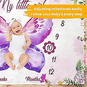 Pavo Premium Sunflower Milestone Blanket for Baby Girls - Includes Exclusive Leaf Frame - Personalized Monthly Baby Milestone Blanket for Newborn Essential - 60"x40" Sunflower Baby Girl Stuff