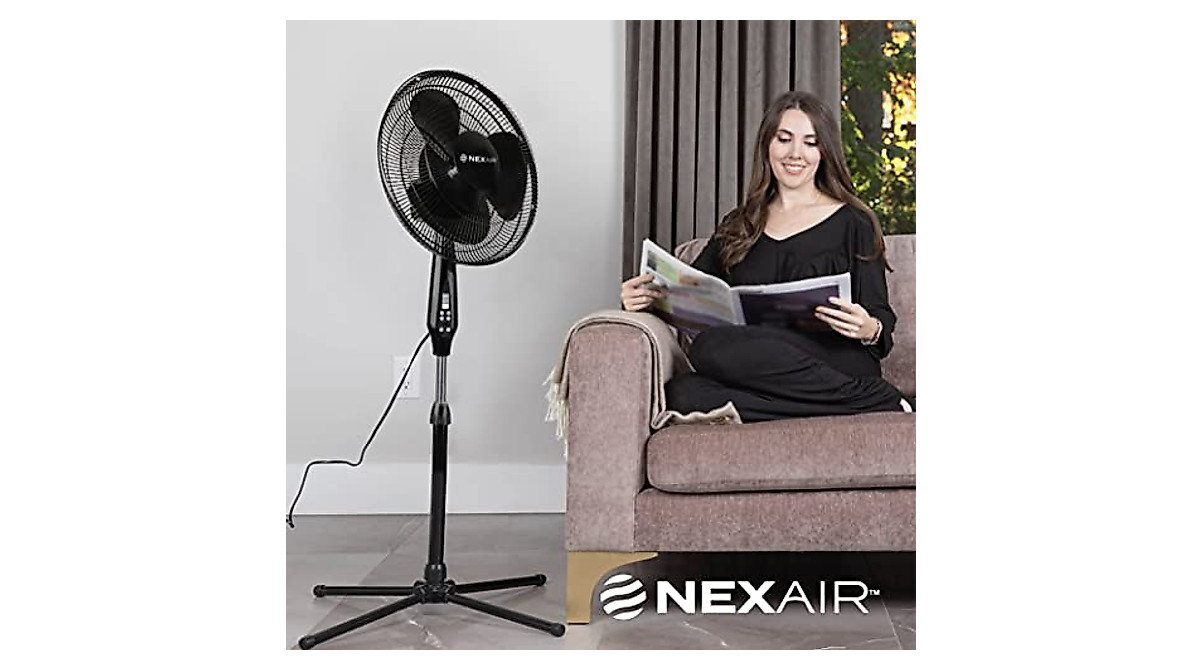 NEXAIR 16 Inch Oscillating Stand Fan with Remote Control
